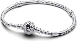 Pandora Moments 593584C01-20 Bracelet à maille serpent avec fermoir étoile polaire en argent sterling et oxyde de zirconium Compatible Moments Charms, taille 