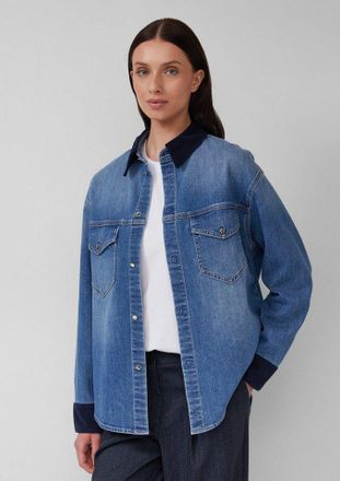 s.Oliver Langarmbluse Bluse Denim-Overshirt mit Cord-Details