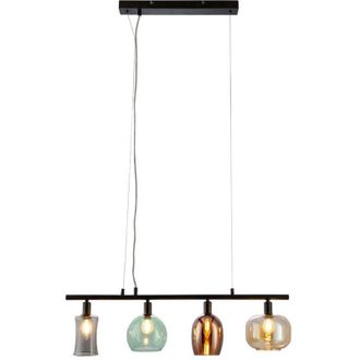 Nowa Lampe &agrave; suspendre Lampe de salon Lampe de salle &agrave; manger Plafonnier, m&eacute;tal verre noir, 4 flammes R&eacute;glable en hauteur E14, h 150 cm