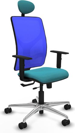 Piqueras y Crespo B&uuml;rostuhl mit Kopfst&uuml;tze, 1D-Armlehnen, h&ouml;henverstellbare Lendenwirbelst&uuml;tze und festes Kopfteil, ausgestattet mit Syncro/Traslack und Schneideschaum,