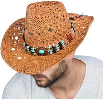 Generic Chapeau de soleil cowgirl - Chapeau occidental ajouré, tendance, ombrero, accessoires de tenue pour femme, accessoires pour la plage, les voyages, la 