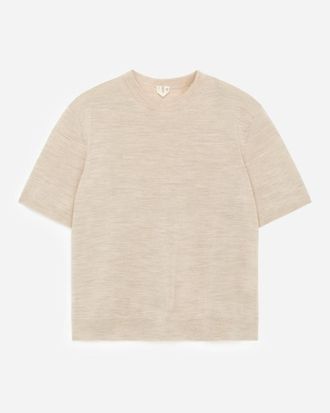 Arket Gestricktes T-Shirt Aus Merinowolle -Beige