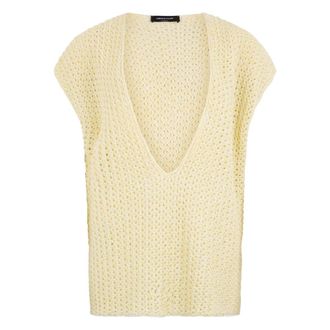 Fabiana Filippi Femme, Pulls, Jaune, Taille: 32 FR Haut l&eacute;ger en maille &agrave; col en V
