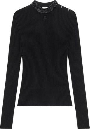 Courr&egrave;ges Vinyl-collar Ribbed T-shirt