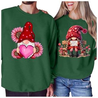 Generic Pull &agrave; capuche imprim&eacute; mode dessin anim&eacute; pour couples de Saint-Valentin 2026 (homme), vert fonc&eacute;, XXL