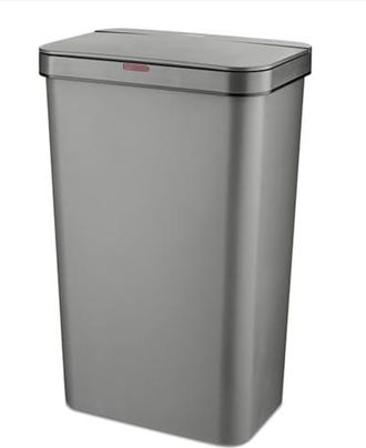 Tower Tower T838005G Rechteckiger Sensor-Abfalleimer mit Fingerabdruck-gesch&uuml;tzter Beschichtung, Kunststoff, 50 l, Grau