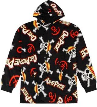 OnePiece Sweat &agrave; capuche en polaire de luxe enti&egrave;rement doubl&eacute; pour homme, couverture surdimensionn&eacute;e, noir