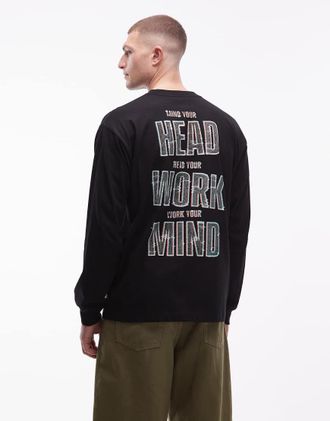 Carhartt Work in Progress T-shirt oversize manches longues avec imprim&eacute; au dos - Noir
