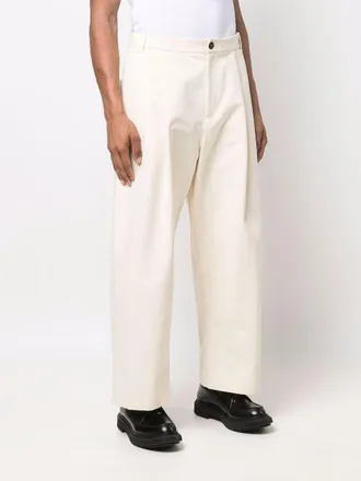 STUDIO NICHOLSON Mens Trousers Sorte White Cotton
