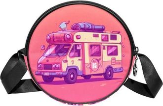 Generic Ambulance Petit sac &agrave; bandouli&egrave;re circulaire pour femme avec fermeture &eacute;clair et bretelles r&eacute;glables Style d&eacute;contract&eacute;