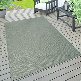 Paco Home Tapis Int&eacute;rieur & Ext&eacute;rieur Terrasse Et Balcon Monochrome Structur&eacute;, Dimension:120x160 cm, Couleur:Vert