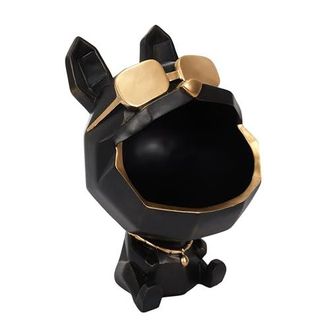 The Home Deco Factory The HD1306 - Sculpture Chien A Lunettes Noir Vide Poche 23 cm