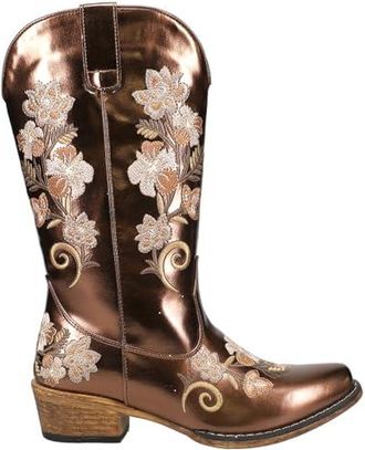 Roper Femme Riley Floral Embroidery Snip Toe Cowboy Boots Bottes Tendance, Marron, 39 EU Large