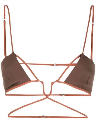 Nensi Dojaka haut crop à bretelles - Marron