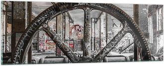 Arttor Panorama Bilder auf Glas Maschine Industrie Graffiti Glasbild 90x30cm Wandbilder Dekoration Wohnzimmer Schlafzimmer Küche Klein Wanddeko Bild im Glas 