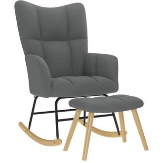 vidaXL Chaise &agrave; bascule avec repose-pied Gris fonc&eacute; Tissu - Vidaxl