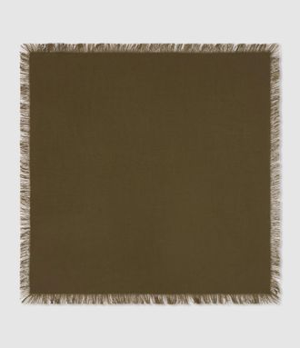 Eric Bompard &Eacute;charpe Carr&eacute; Mini Twill &agrave; Franges Bronze