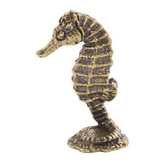 Garneck Messing Seepferdchen Ornament Kleine Maritime Tierfigur Antikes Finish Ozeandekoration F&uuml;r Arbeitszimmer Oder Wohnzimmer