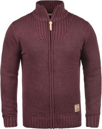 Solid SDPoul Homme Veste en Tricot Cardigan Pull à Mailles épaisse avec col Montant Regular Fit, Taille:3XL, Couleur:Wine Red Melange (8985)