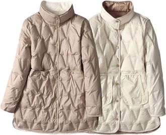 Generic Doudoune matelass&eacute;e r&eacute;versible l&eacute;g&egrave;re pour femme, veste dhiver surdimensionn&eacute;e d&eacute;contract&eacute;e avec poches, kaki clair, 3XL