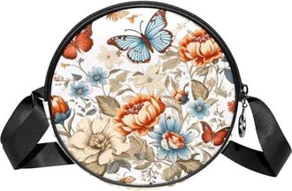 Generic Petit sac &agrave; bandouli&egrave;re circulaire pour femme, petit sac &agrave; bandouli&egrave;re avec fermeture &eacute;clair, bretelles r&eacute;glables, sac &agrave; main rond d&eacute;contract&eacute; pour fe