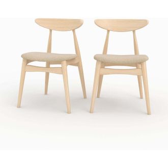Rendez-Vous D&eacute;co Rendez-vous D&eacute;co - Lot de 2 chaises en tissu beige et bois dh&eacute;v&eacute;a - josette