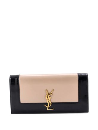 Saint Laurent Bicolor Monogram Leather and Patent clutch bag - Schwarz