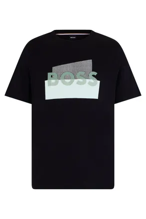 HUGO BOSS Logo-Print Cotton T-Shirt - Black