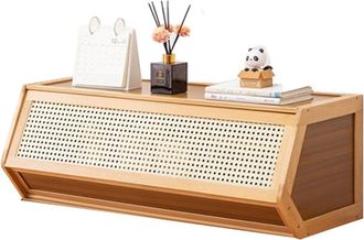 Generic Stapelbarer Bambusschrank for Selberbauen mit Klappt&uuml;r, Moderne Sammlervitrine mit Staubschutzplatte, Robustes ABS-Kunststoffm&ouml;bel, for Flur, Wohnzimm