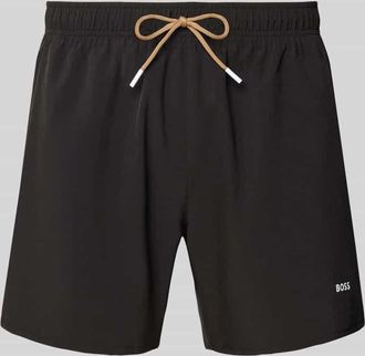 HUGO BOSS Regular Fit Badeshorts mit Logo-Detail