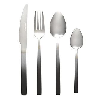 Salter Salter, Besteckset, Edelstahl, 16-Teilig, Besteckservice, 4, Poliert, Essbesteck, Modern, Messer, Gabel, Löffel, Teelöffel, Ombre, Schwarz, Silber, Kü