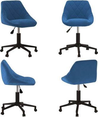 vidaXL Esszimmerstuhl Drehbar Blau Samt - Vidaxl