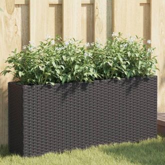 vidaXL vidaXL Jardini&egrave;res avec 2 pots 2 pcs noir 90x20x40 cm r&eacute;sine tress&eacute;e