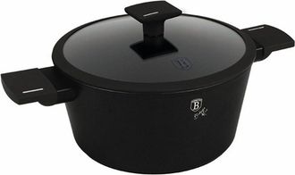 Berlinger Haus Kasserolle | 24 cm mit Titan-Antihaftbeschichtung & Deckel | Matte Black Collection | Induktionsgeeignet & langlebig