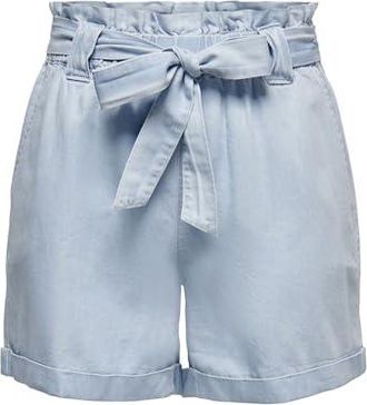 Only Onlbea Smilla Hw PB Loose DNM Short, Bleu Jeans Clair, XL Femme