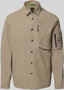 HUGO BOSS Relaxed Fit Overshirt mit Label Patch Modell ST_GLOBE HEXA L