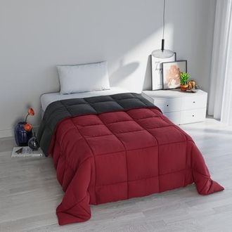 Italian Bed Linen ELEGANT Wintersteppdecke, Bordeaux/Dunkelgrau, 220x260cm