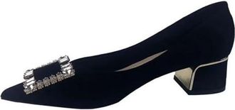 Generic Sandales &agrave; talon bas pour femme Printemps et &eacute;t&eacute; Mode Noir Bouche peu profonde Talon &eacute;pais, Noir, 36.5 EU