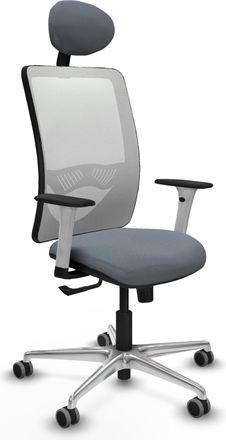 Piqueras y Crespo Telearbeitsstuhl Zulema mit wei&szlig;en und schwarzen Armlehnen, h&ouml;henverstellbare Lendenwirbelst&uuml;tze und festes Kopfteil, ausgestattet mit 3 Positionen, W