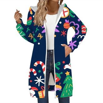 Generic Sweat à capuche de Noël léger à capuche long pour femme avec fermeture éclair double fermeture éclair en polaire pour lautomne et lhiver - Vêtements t