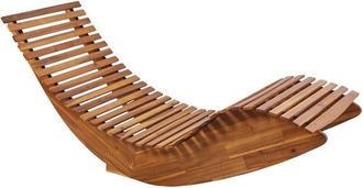 Beliani Bain de Soleil &agrave; Bascule pour Jardin et Patio en Bois dAcacia Clair Naturel Brescia II
