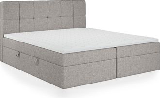 Generic FEDVE Boxspringbett 160x200 Grau - Mokpo - Praktisches Bett mit Bettkasten - Gemütlich Kopfteil Bett mit Matratze für Viele Jahr - Stabiles Doppelbett