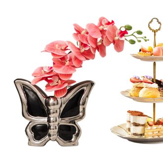 Generico Keramikvase | Vase mit Schmetterlingen f&uuml;r Blumen, Schreibtischdekoration, Tischdekoration f&uuml;r Innenbereich, Bad, B&uuml;ro, Zuhause, Schlafzimmer, K&uuml;che, 