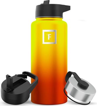 Iron Flask Iron Flask Sportwasserflasche - 945 ml, 3 Deckel (Strohdeckel), vakuumisolierter Edelstahl, doppelwandig, Thermobecher, Kantine aus Metall