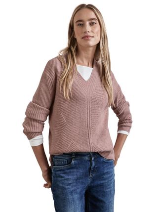 Street One Damen A302769 Strukturpullover, Rosewood Pink Melange, 40 EU