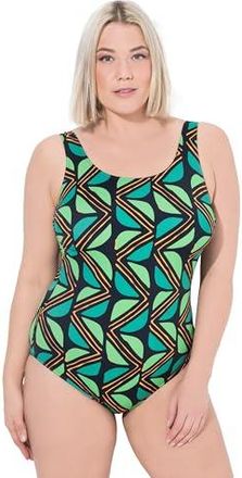 Ulla Popken Badeanzug Alice, Dg, Geometric Jungle Maillot de Bain Une pièce, Noir, 42-44 Femmes