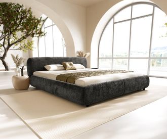 DELIFE Polsterbettgestell Shona 180x200 cm Teddystoff Grau, Polsterbetten