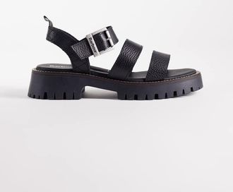 Barbour Gabby - Ledersandalen in Schwarz mit breiten Riemen