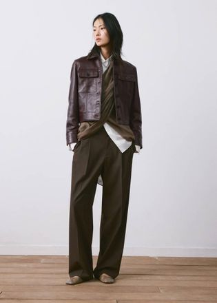 Mango Veste cuir boutons bordeaux - Femme - XXS - MANGO