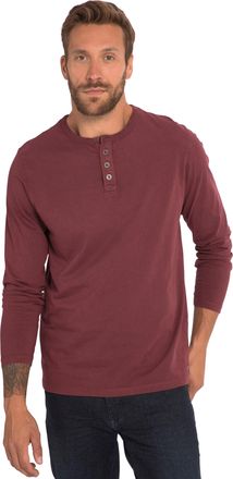 JP1880 Herren Henley, Langarm, Vintage Look, Rundhals, Knopfleiste, bis 8 XL T-Shirts, dunkel kirschrot, 56